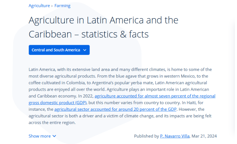 Agriculture in Latin America and the Caribbean – statistics & facts ...